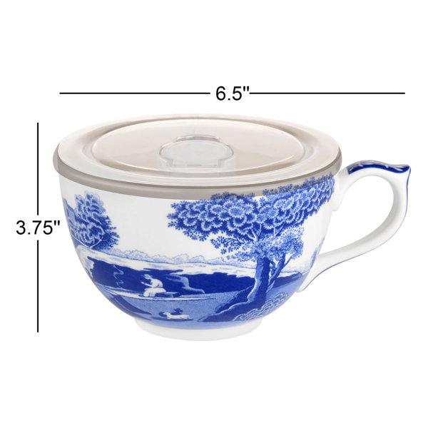 Spode Blue Italian Jumbo Cup With Lid 20 Oz & Reviews | Birch Lane