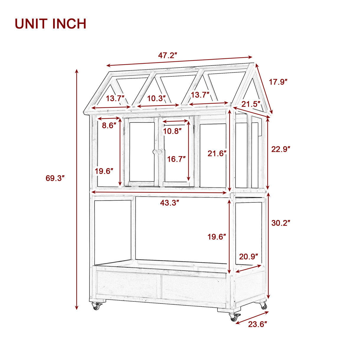 Arlmont & Co. Garden Wood Portable Cold Frame With Movable Wheels Mini ...