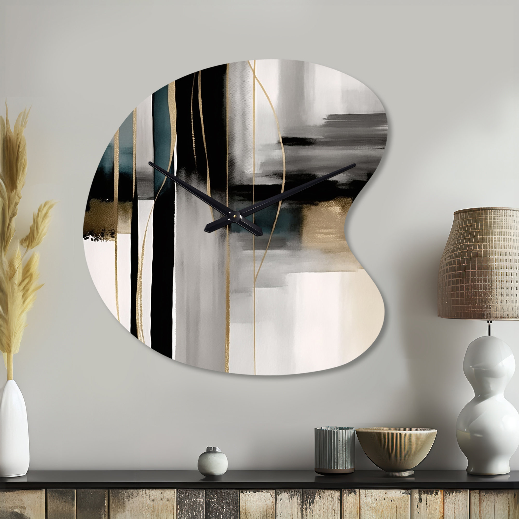 Design Art Abstract Geode Geometric Black And Gold III - Drop Shape ...