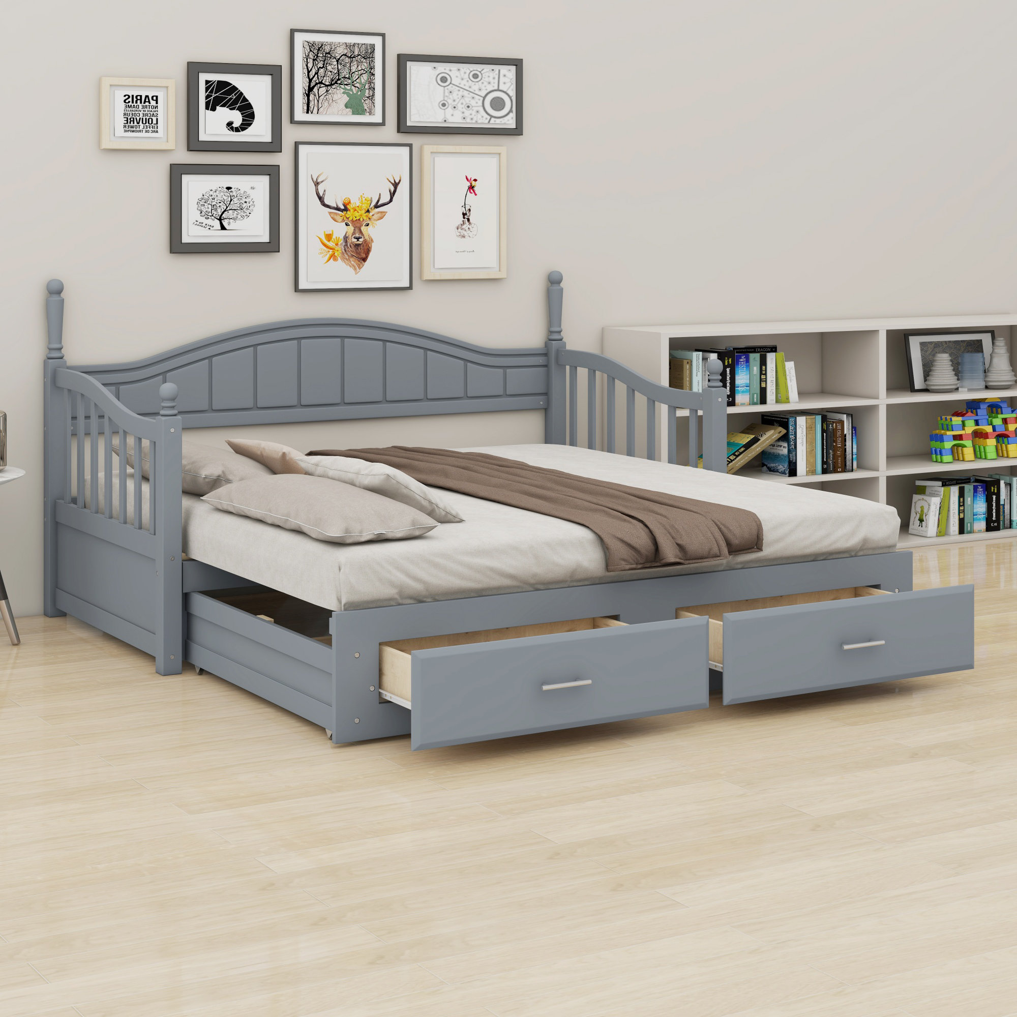 Latitude Run® Daybed With Trundle Bed, Extendable Daybed With Storage ...