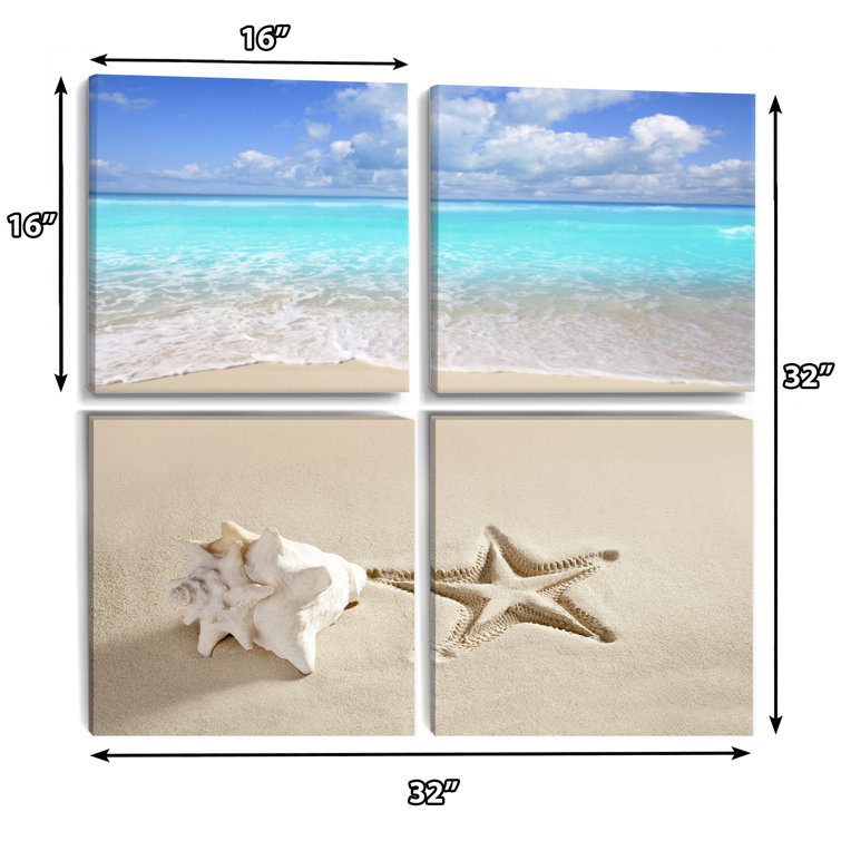 Rosecliff Heights Caribbean Beach Starfish - Beaches Canvas Wall Art ...