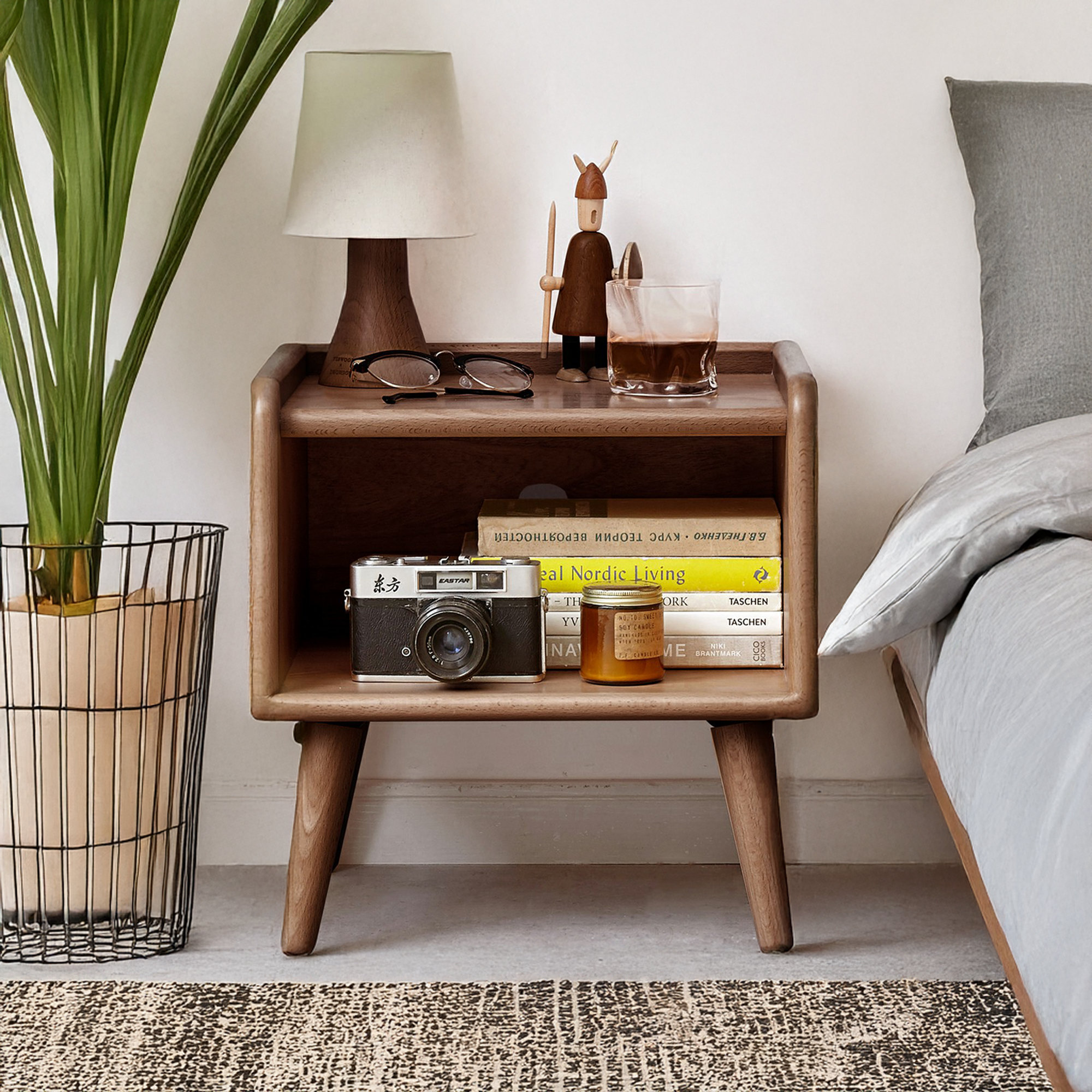 George Oliver Betsy Nightstand Pure Solid Wood Bedside Cabinet Modern ...