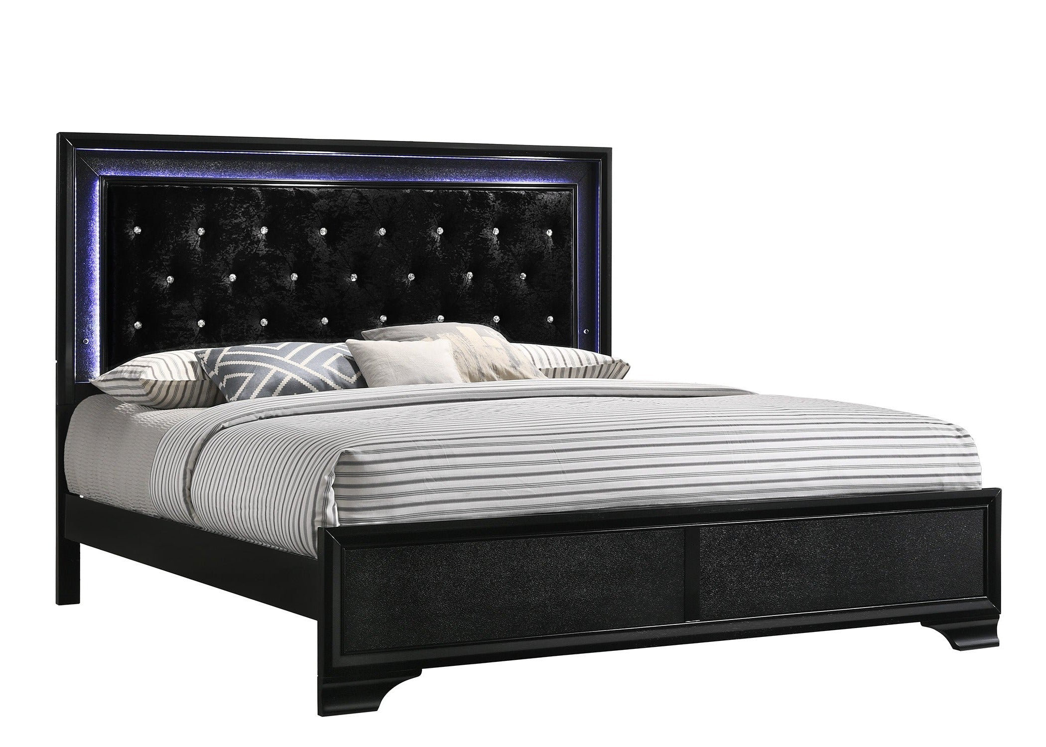 House of Hampton® Micah Black King LED Upholstered Panel Bed | Wayfair