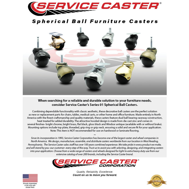 Service Caster Hooded Grip Ring Ball Caster with Brake | Wayfair