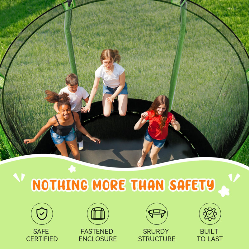 Himimi 12' Round Backyard Trampoline with Safety Enclosure | Wayfair