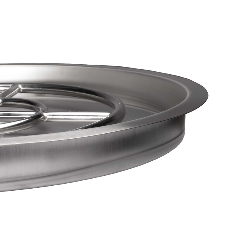Celestial Fire Glass 25" Stainless Steel Round Drop-In Fire Pit Pan w ...