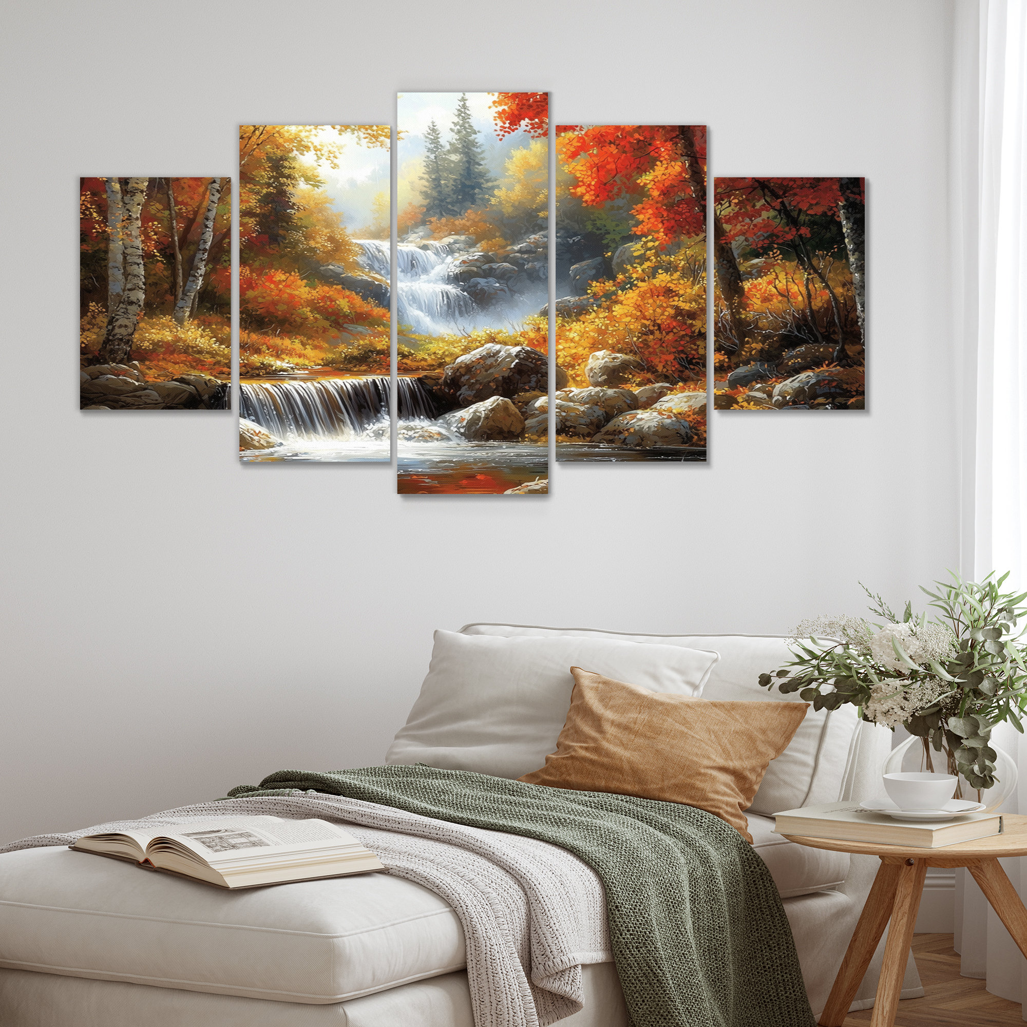 Millwood Pines Orange Autumn Mountain Waterfall Long View II ...