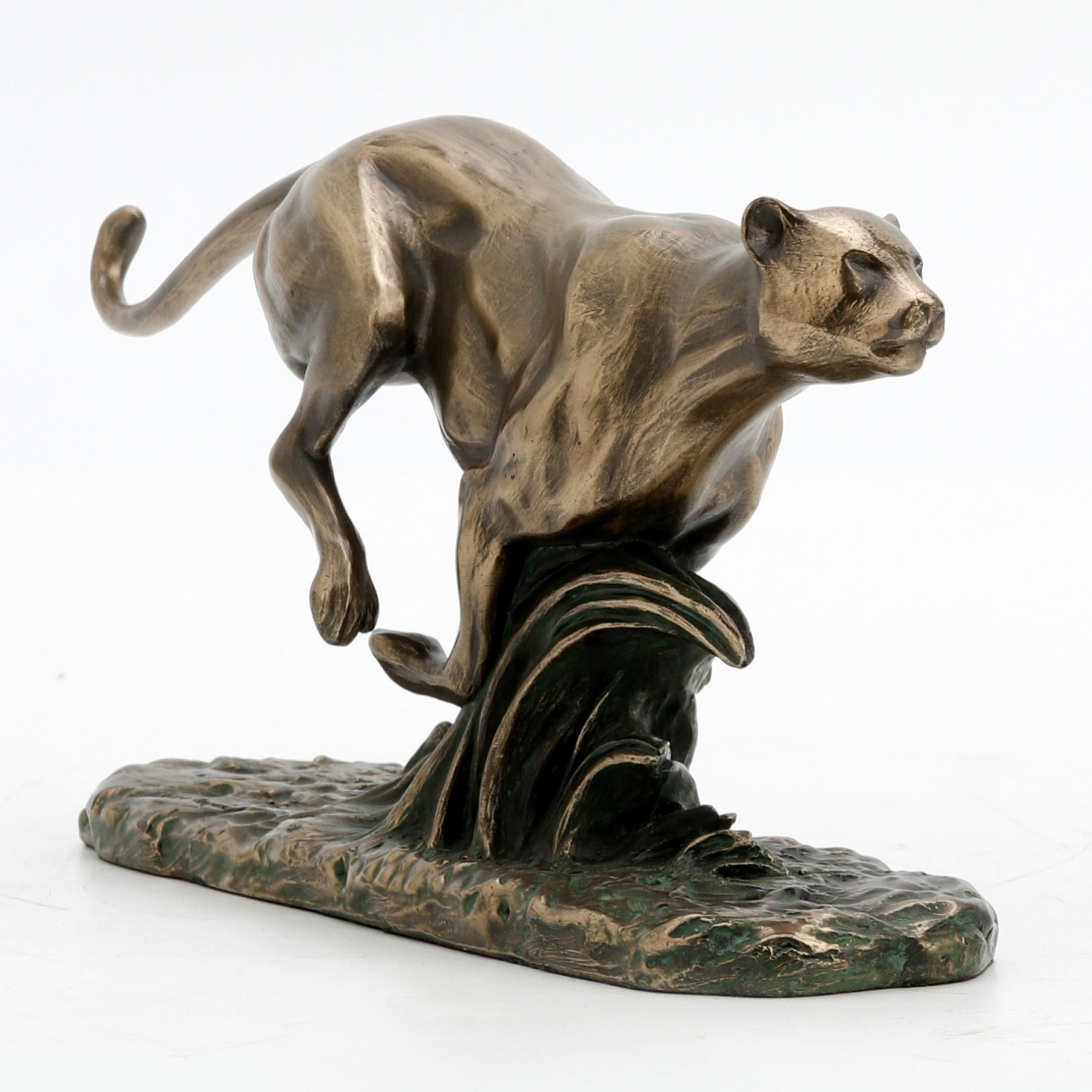 Charlton Home® Dellah Bronze Running Cheetah Statue | Wayfair