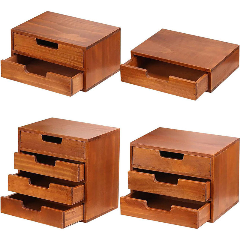 Millwood Pines Modern Mahogany Wood Stackable Drawer Units - Countertop ...