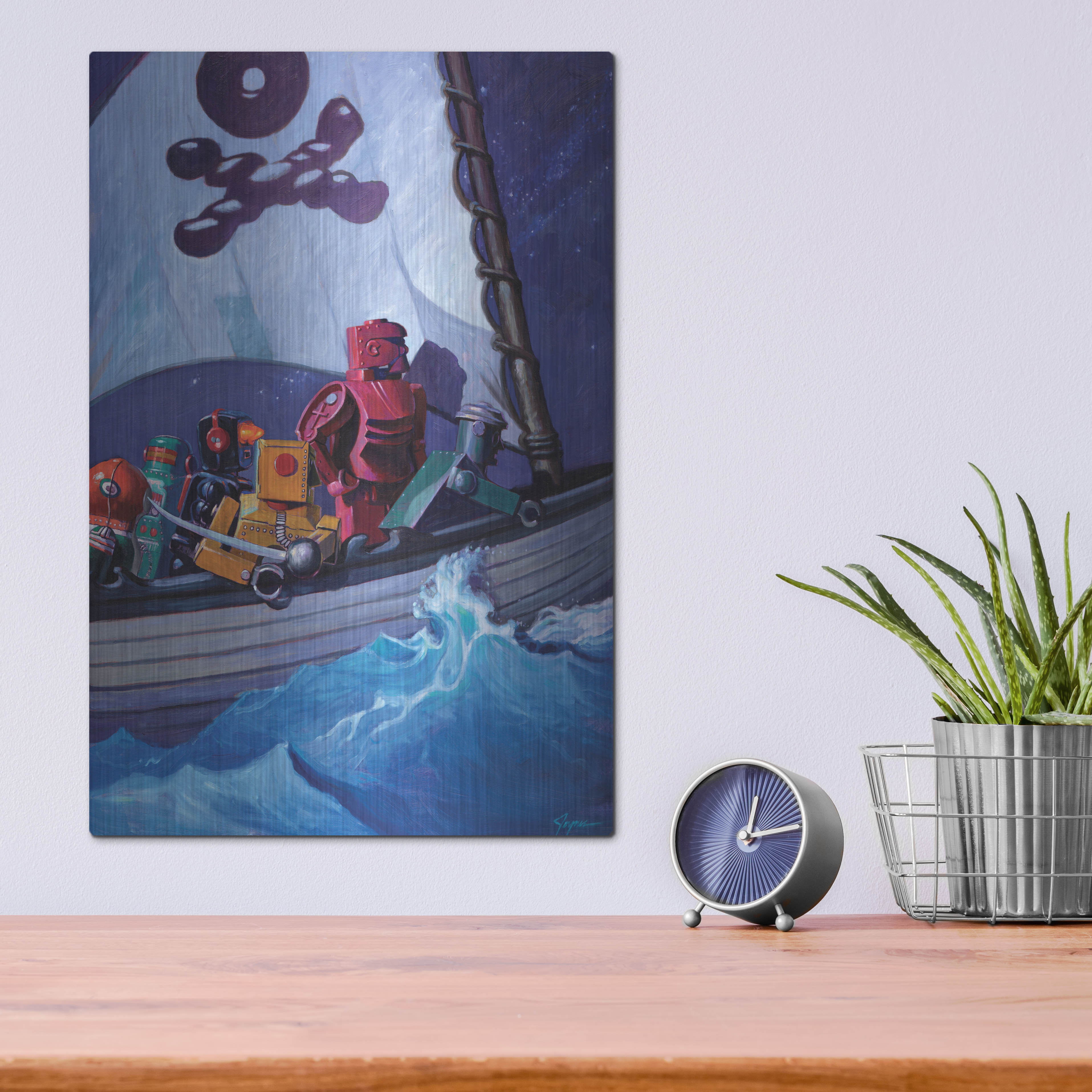 Breakwater Bay 'Robo Pirates CMYK' by Eric Joyner, Metal Wall Art ...