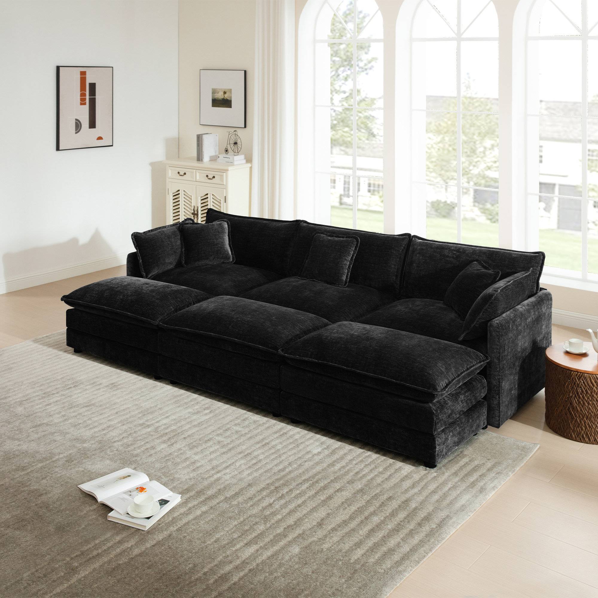 Latitude Run® Hibbell Comfortable Deep Seat Reversible Modular 6 Seater ...