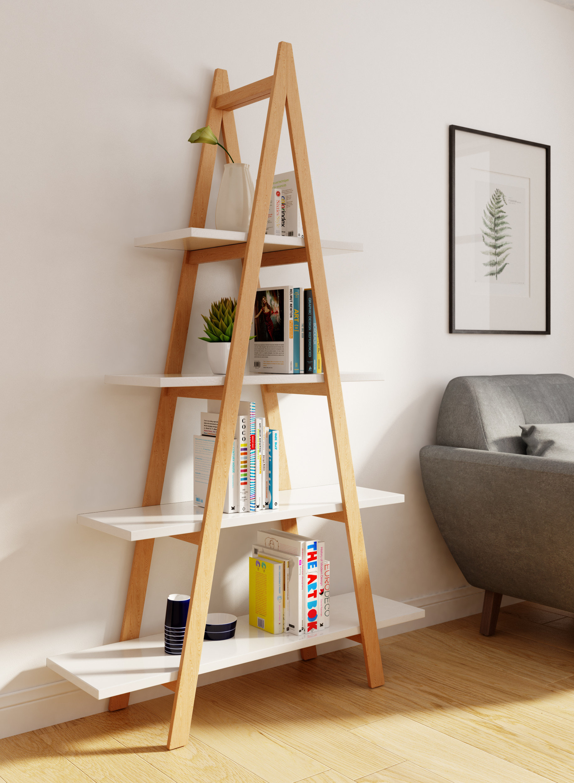 George Oliver Abacus Universal Expert 4-Tier Ladder Shelf Bookcase ...
