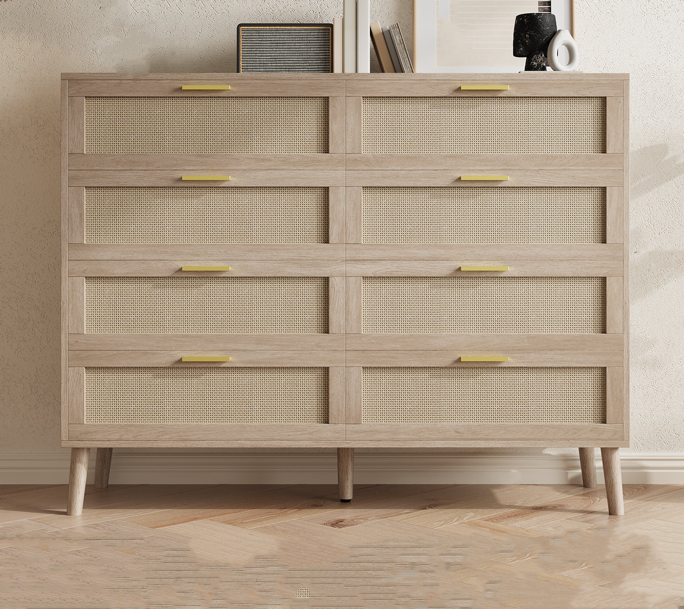 Bay Isle Home™ Particleboard Natural Rattan 8-drawer Rattan Chest | Wayfair