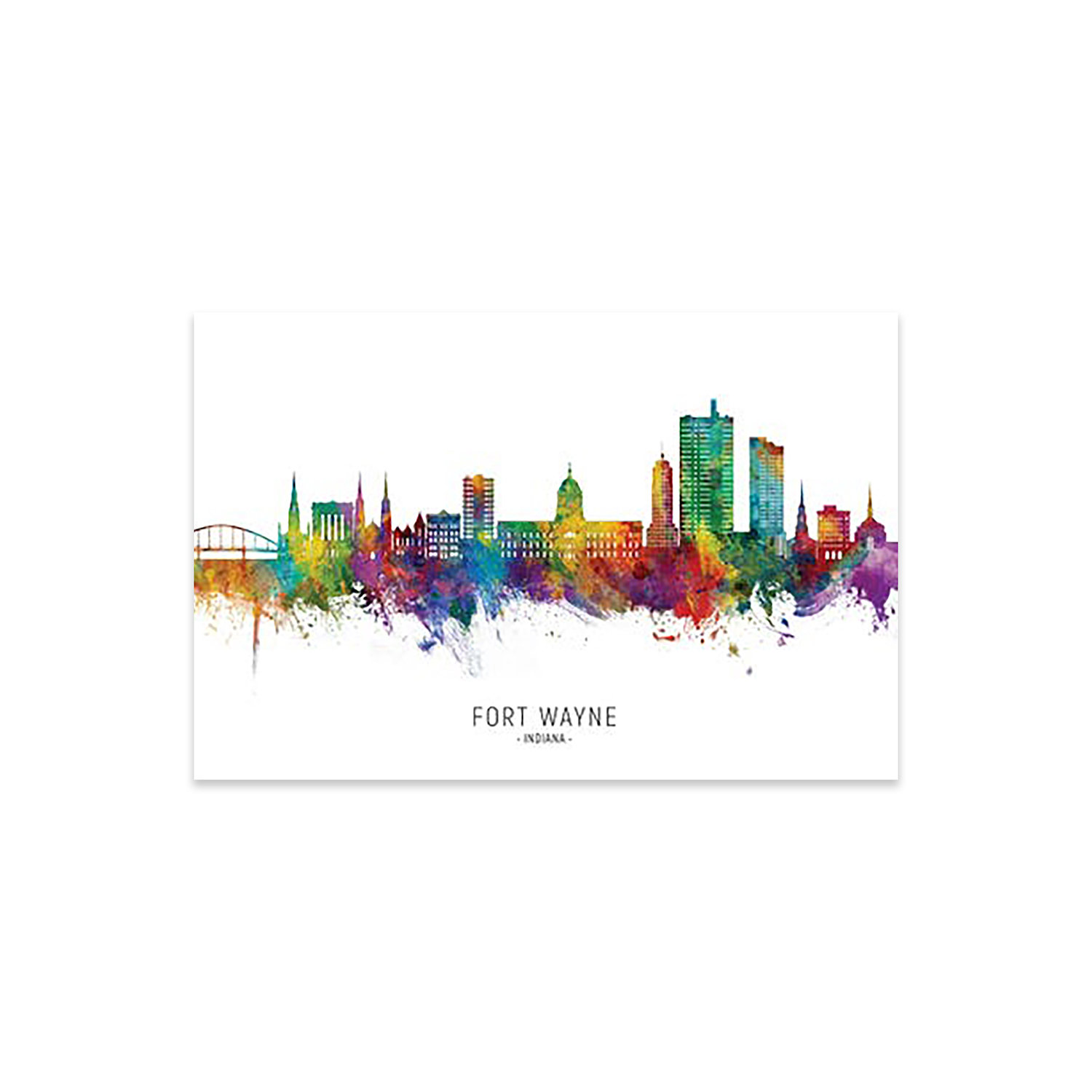 Latitude Run® Fort Wayne Indiana Skyline City Name Print On Acrylic ...