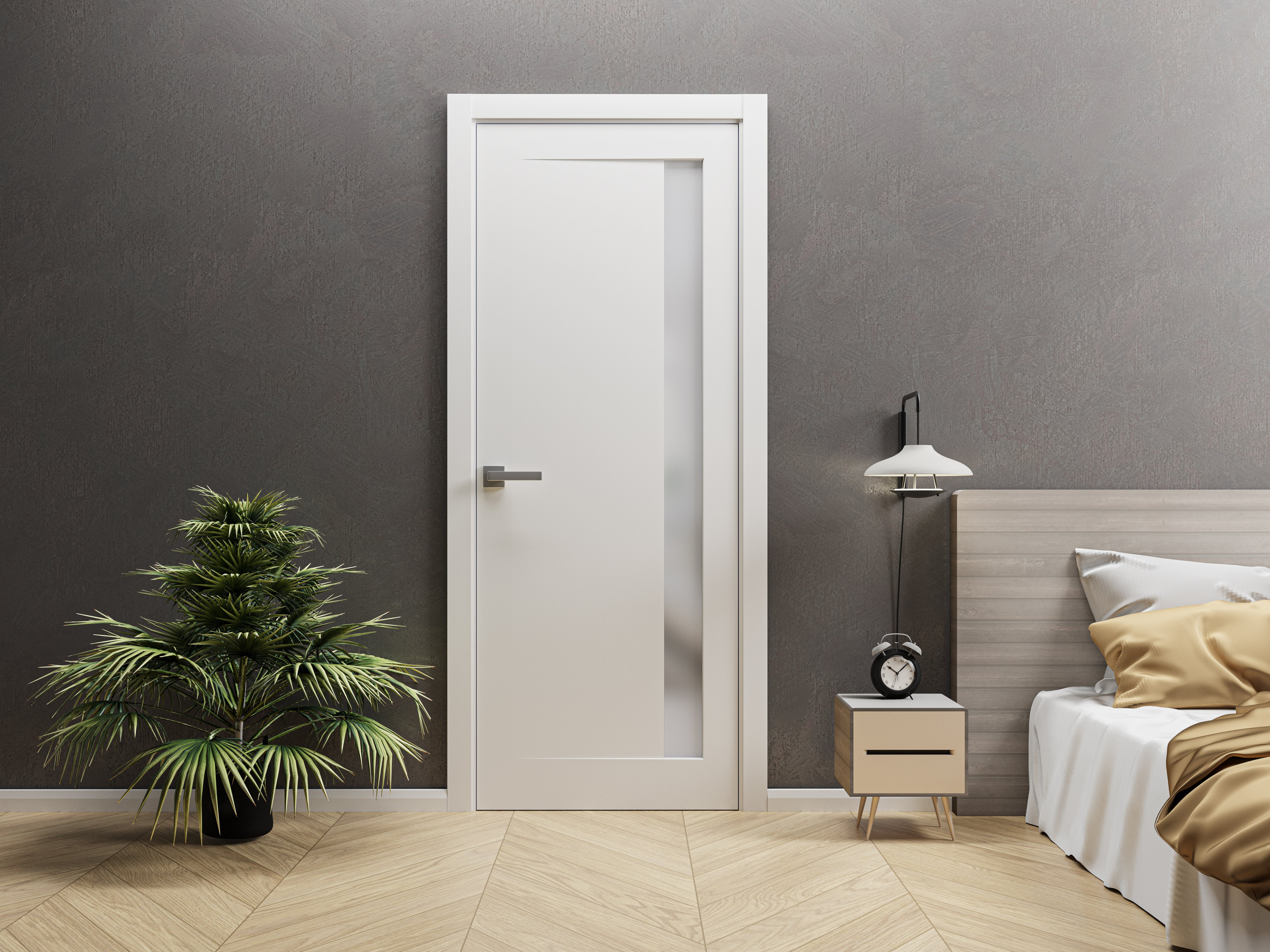 SARTODOORS Planum Frosted Glass Paneled Wood Standard White Door | Wayfair