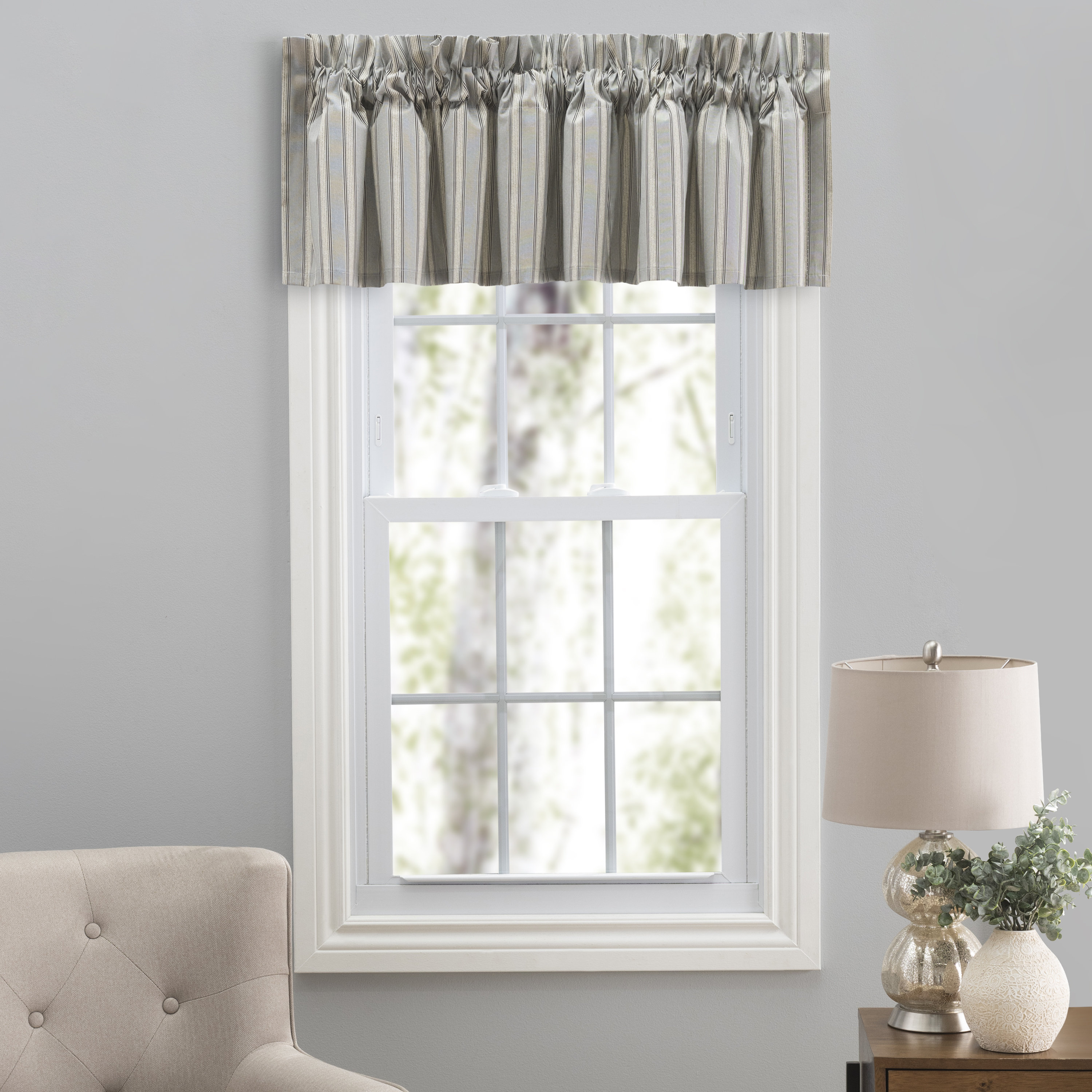 Gracie Oaks Leilarose Striped Tailored 80'' W Window Valance in | Wayfair
