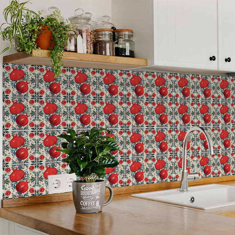 Mi Alma 4" x 4" Pomegranate Retro Vinyl Peel and Stick Mosaic Tile (Set ...