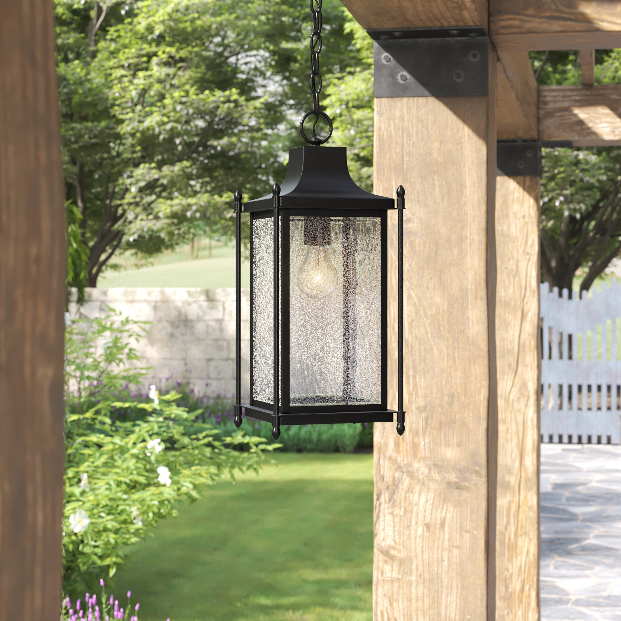 Alcott Hill® Benisch Black 1 -Bulb 18.75" H Outdoor Hanging Lantern ...