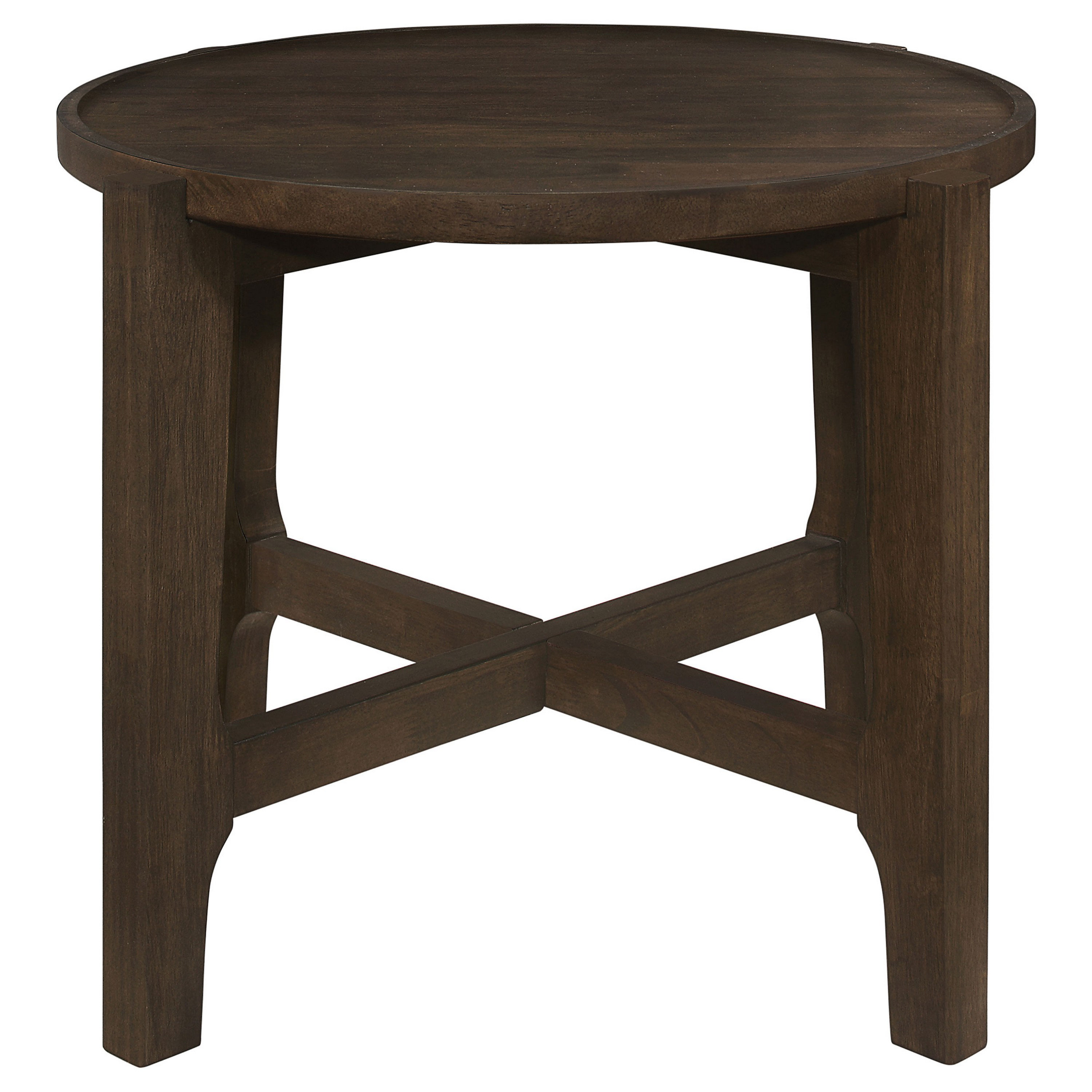 Benjara Katie End Table, Round 26 Inch Top, Dark Brown Solid Wood ...