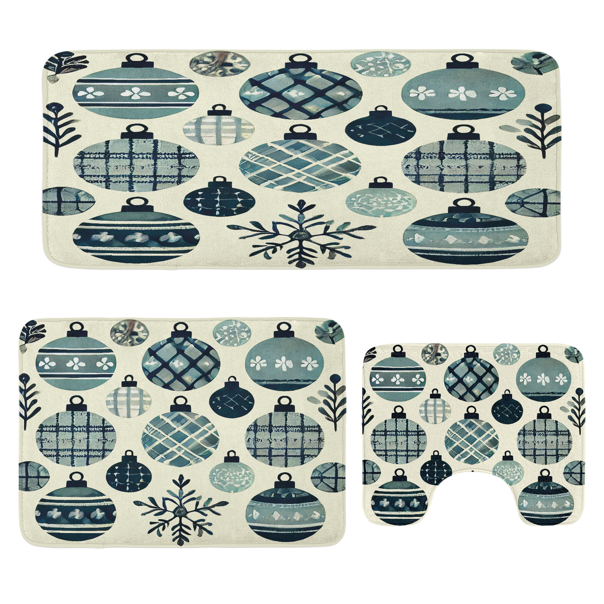 The Holiday Aisle® Christmas Bathroom Rug Set 3 Pieces U-Shape ...