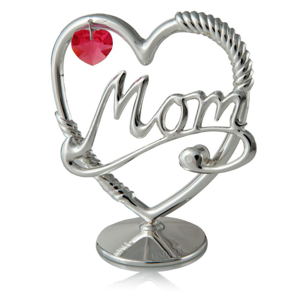 Mercer41 Natividad Silver Plated Crystal Studded Mom Heart Figurine ...