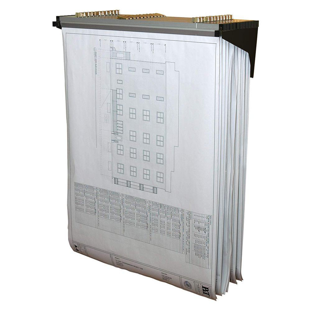 AdirOffice Drop Lift Blueprint Wall Rack, Black With 30 In. Aluminum ...
