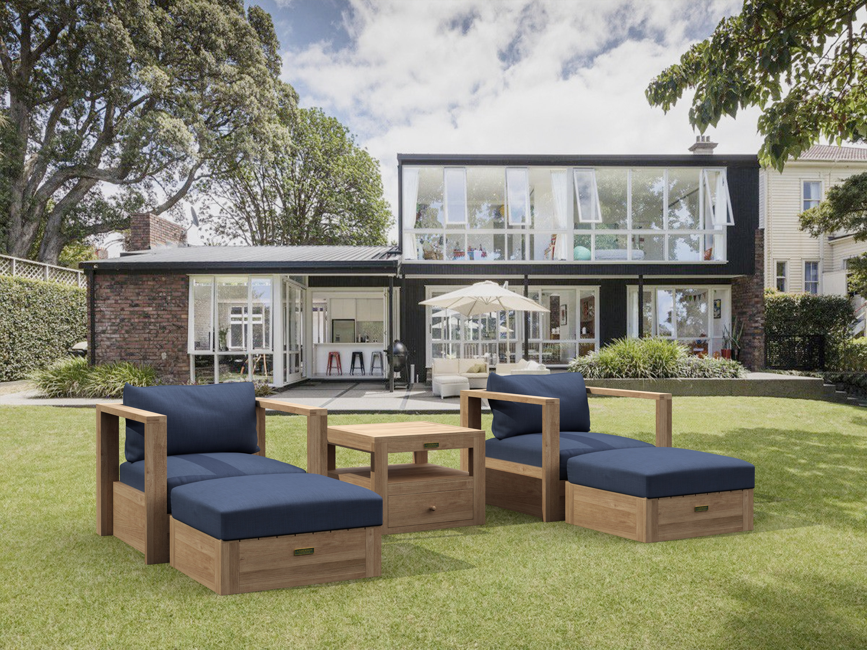 Anderson Teak Copacabana 5 pieces Modular Deep Seating Set | Perigold