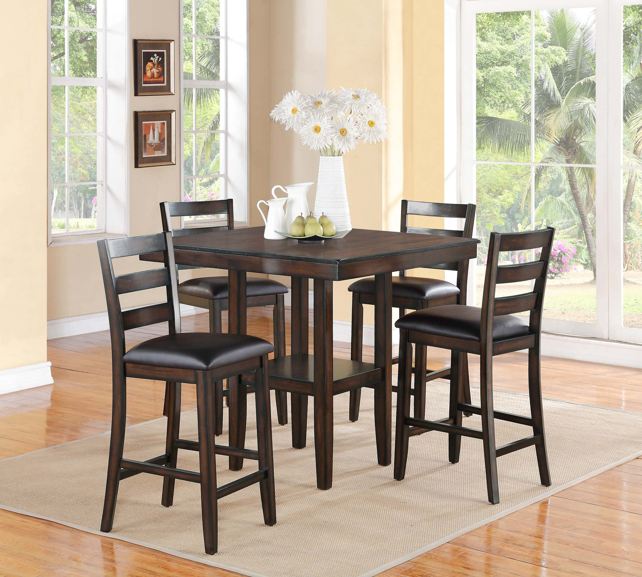 Ophelia & Co. Rustic Farmhouse Transitional 5-Pc Counter Height Dining ...