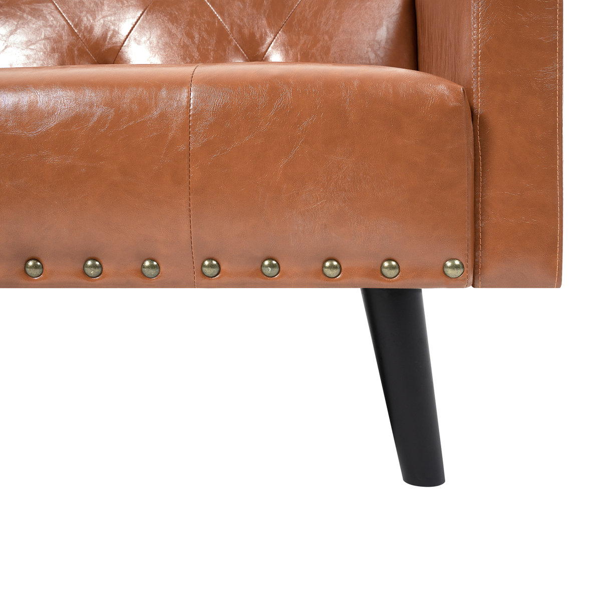 Williston Forge Sprague 75" Faux Leather Tuxedo Arm Sofa with ...