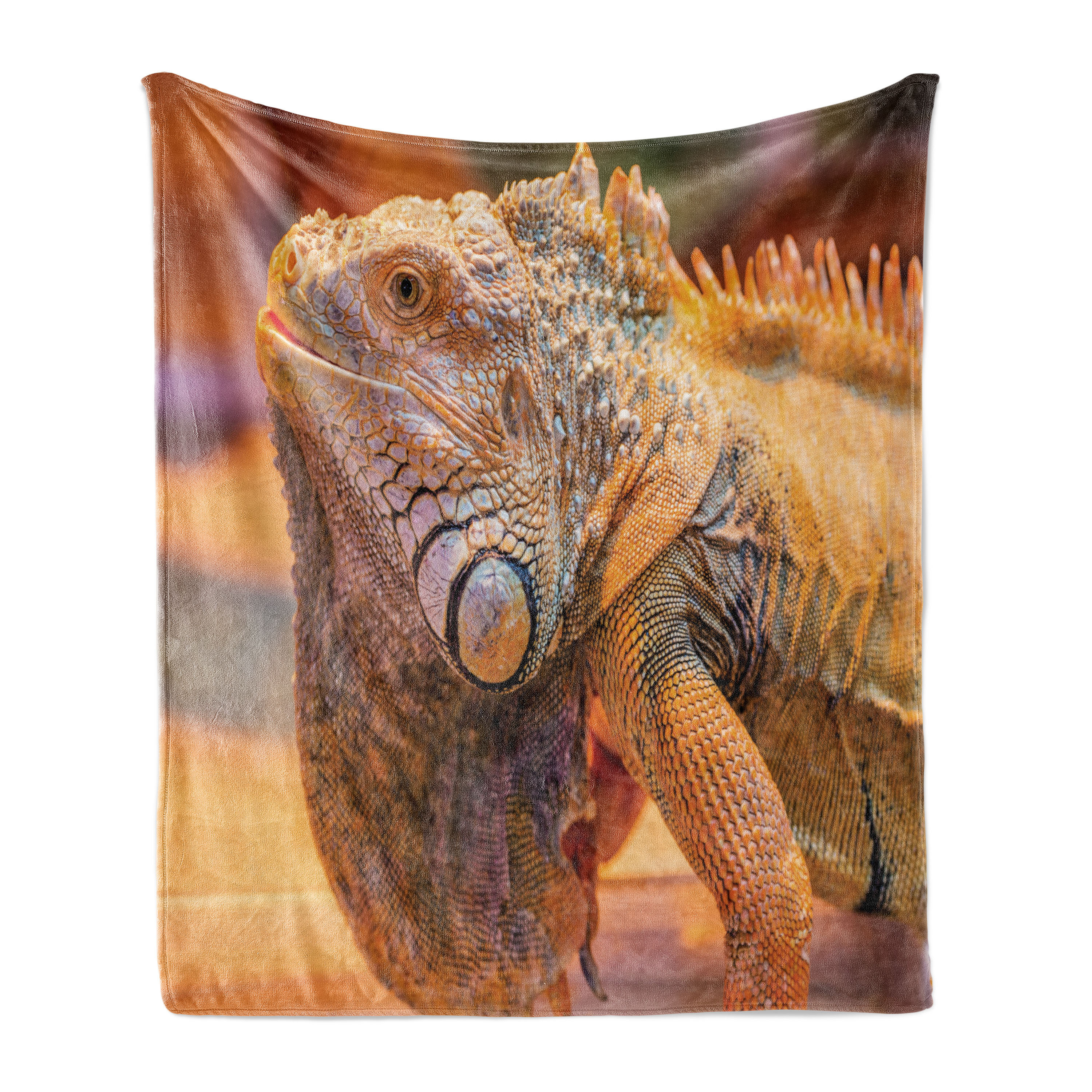 Ambesonne Iguana Fleece Throw Blanket Caribbean Arboreal Animal Pale ...