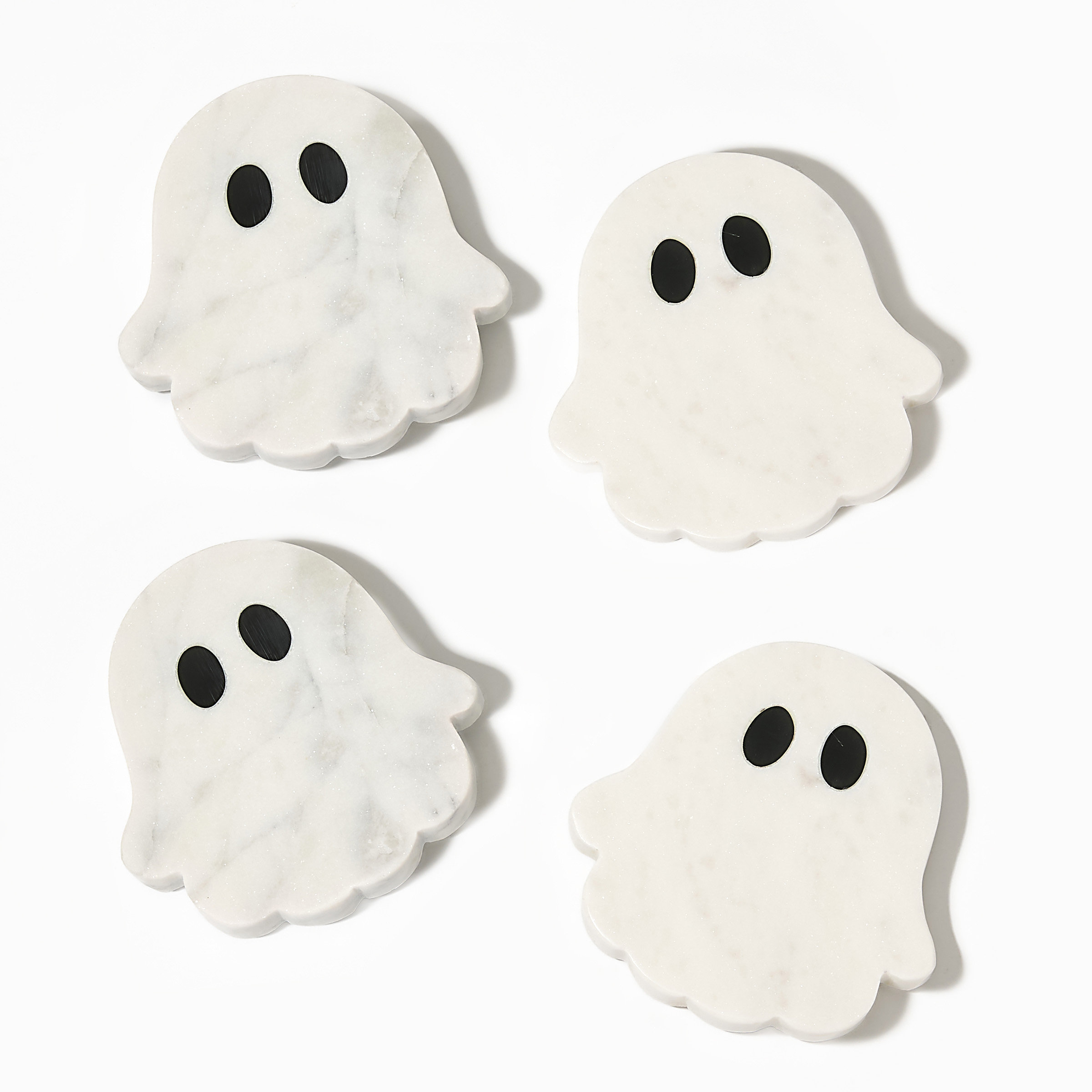 Godinger Silver Art Co Halloween Ghost White Marble & Resin Coaster Set ...