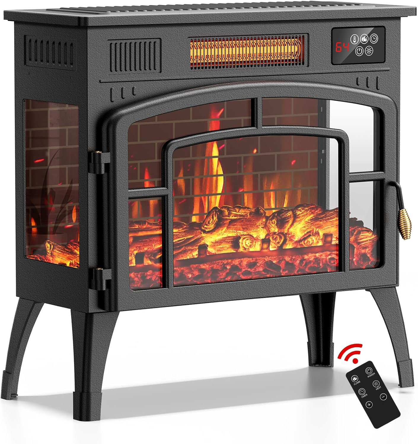 Symple Stuff 23" Electric Fireplace Stove with 3D Flame Effect and 5 ...
