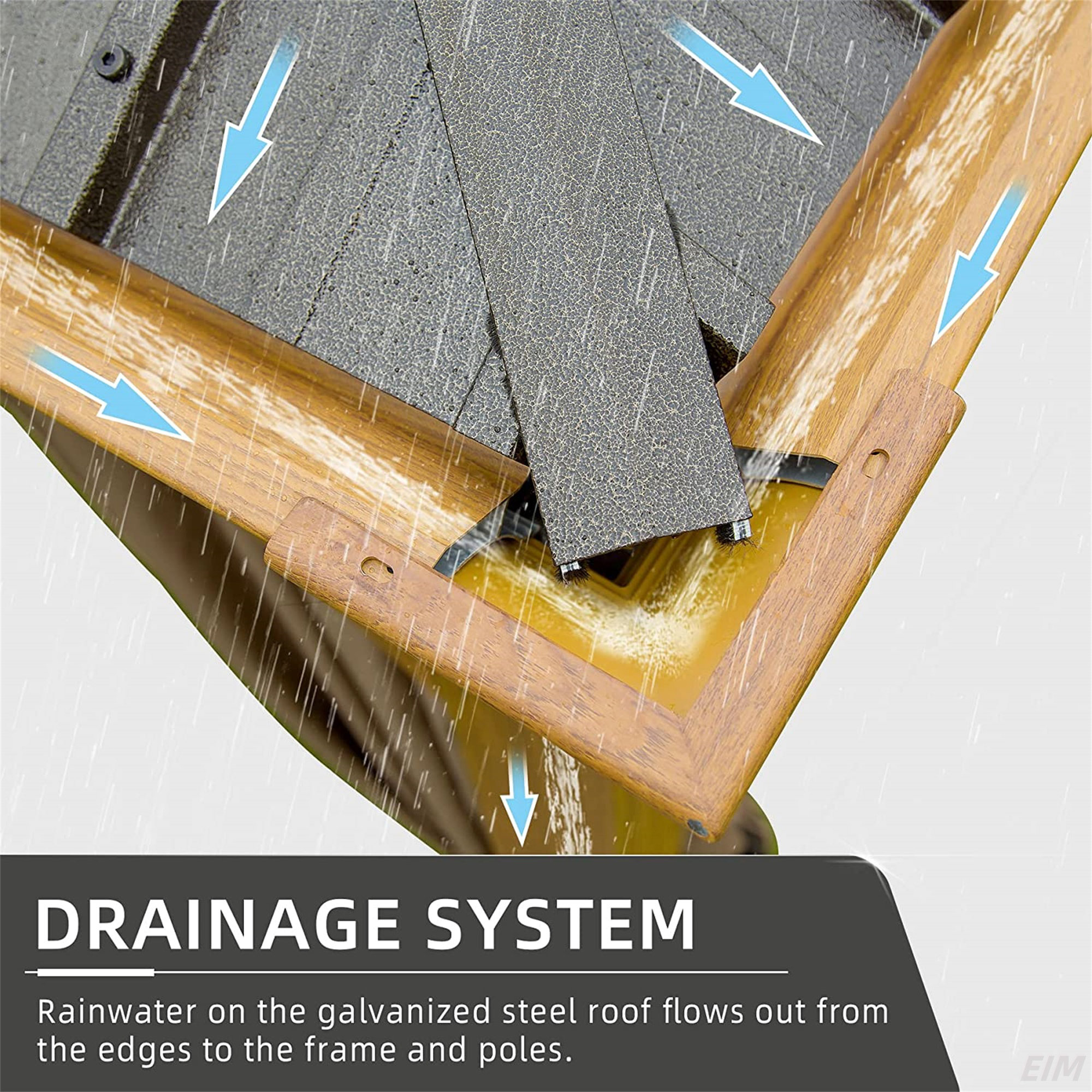 CHENGGUHENGXIN Hardtop Gazebo, Wooden Coated Aluminum Frame Canopy With ...