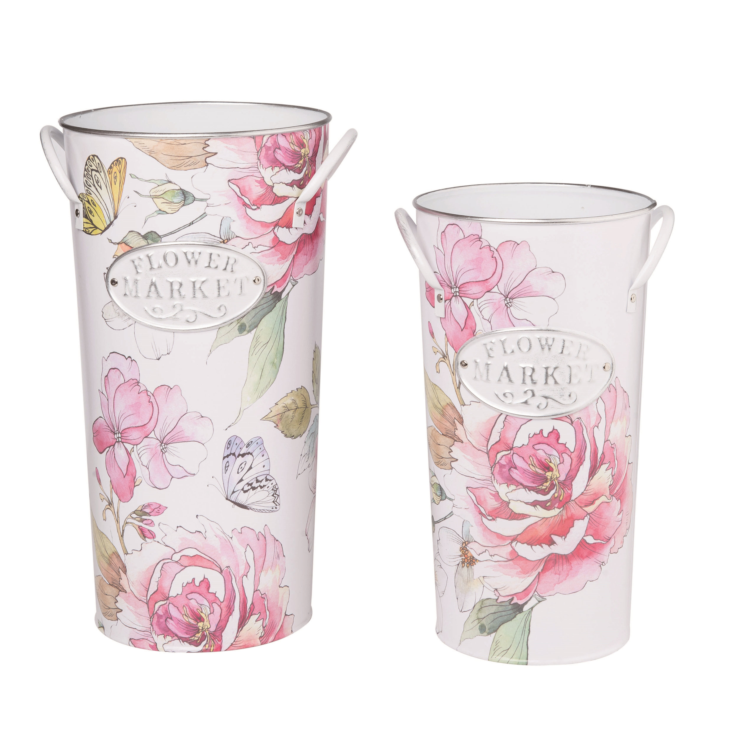 Ophelia & Co. Metal 14 in. Multicolor Spring Flower Market Buckets Set ...