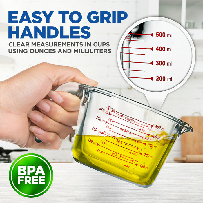 NutriChef 3 -Piece Glass Measuring Cup Set & Reviews | Wayfair
