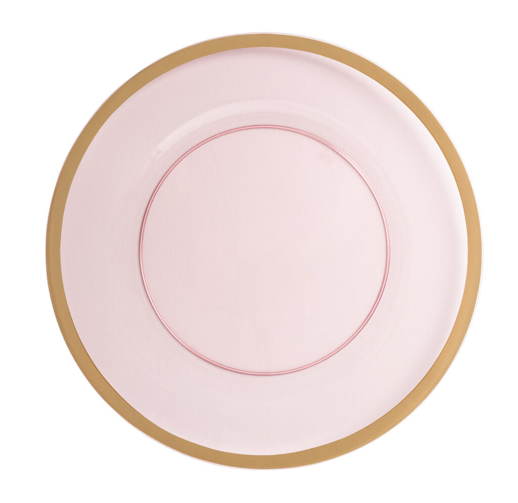 Ecoquality 13 Inch Round Translucent Pink Plates With Gold Rim 20 ...