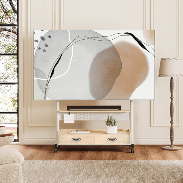 Wade Logan® Charrisse Rosalba Modern Rolling TV Stand With Wheels Mount ...