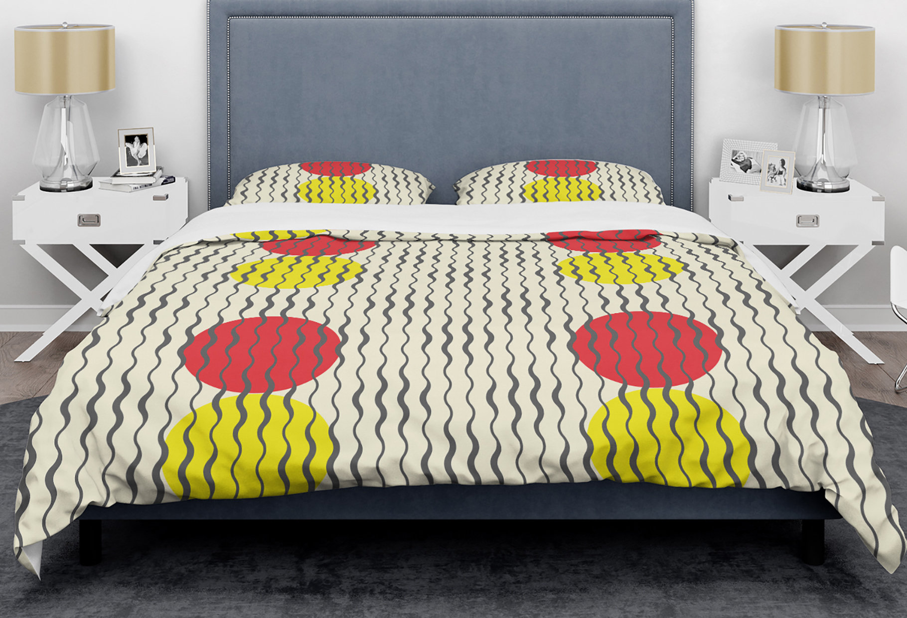 Design Art Wave Pattern - Modern Abstract Duvet Cover Set - Microfiber ...