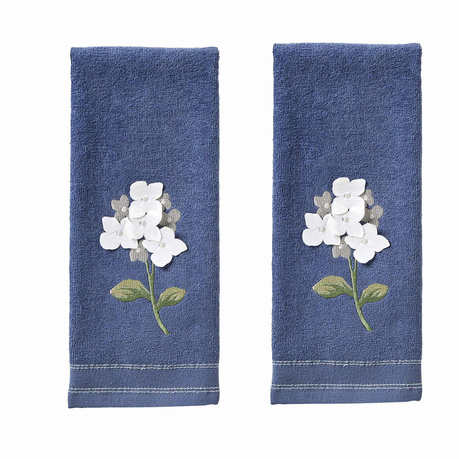 One Allium Way® Blue Blossom Farmhouse Hydrangea Hand Towels - 2 Pack ...