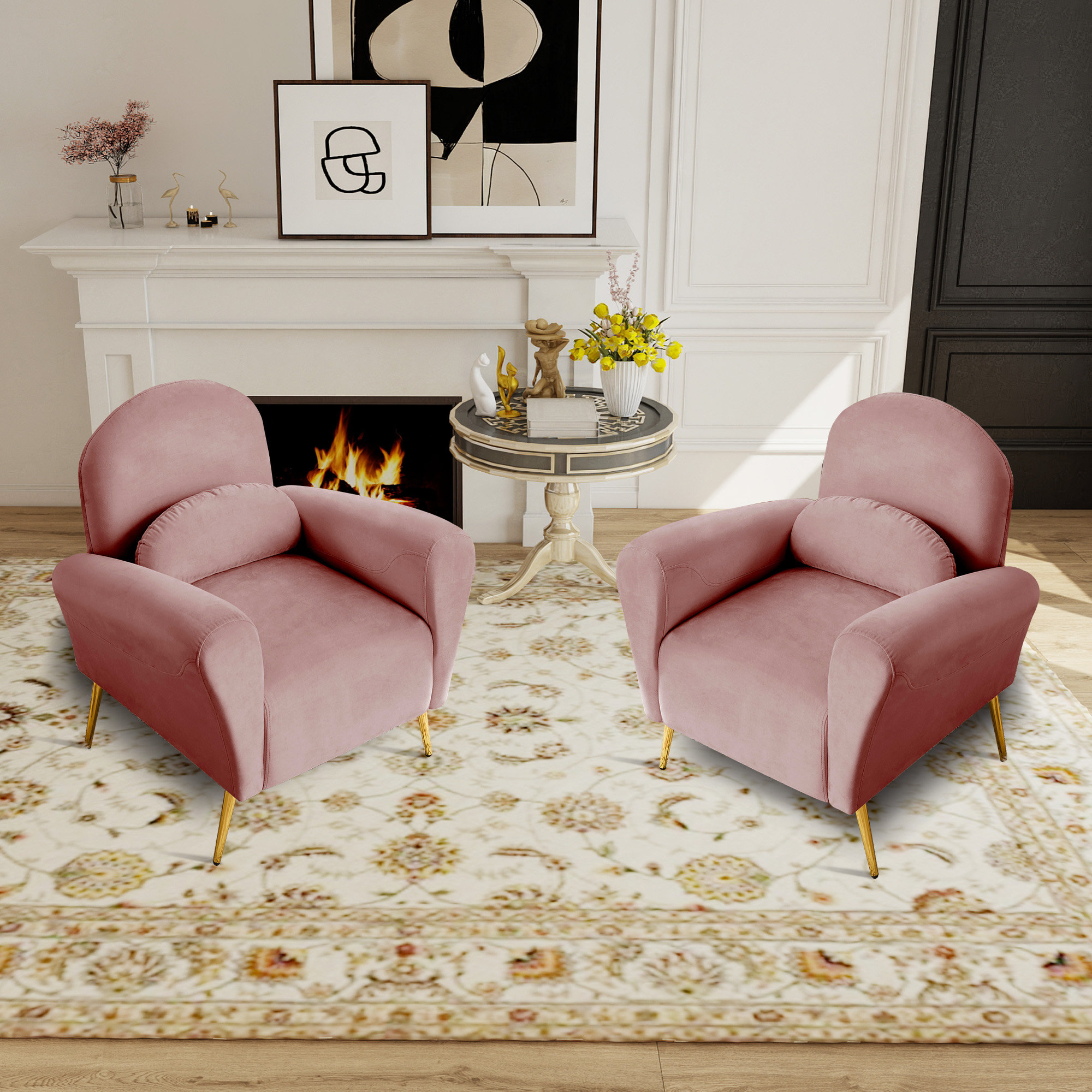 Mercer41 Pridgin Velvet Modern Accent Chair Comfy Upholstered Armchair ...