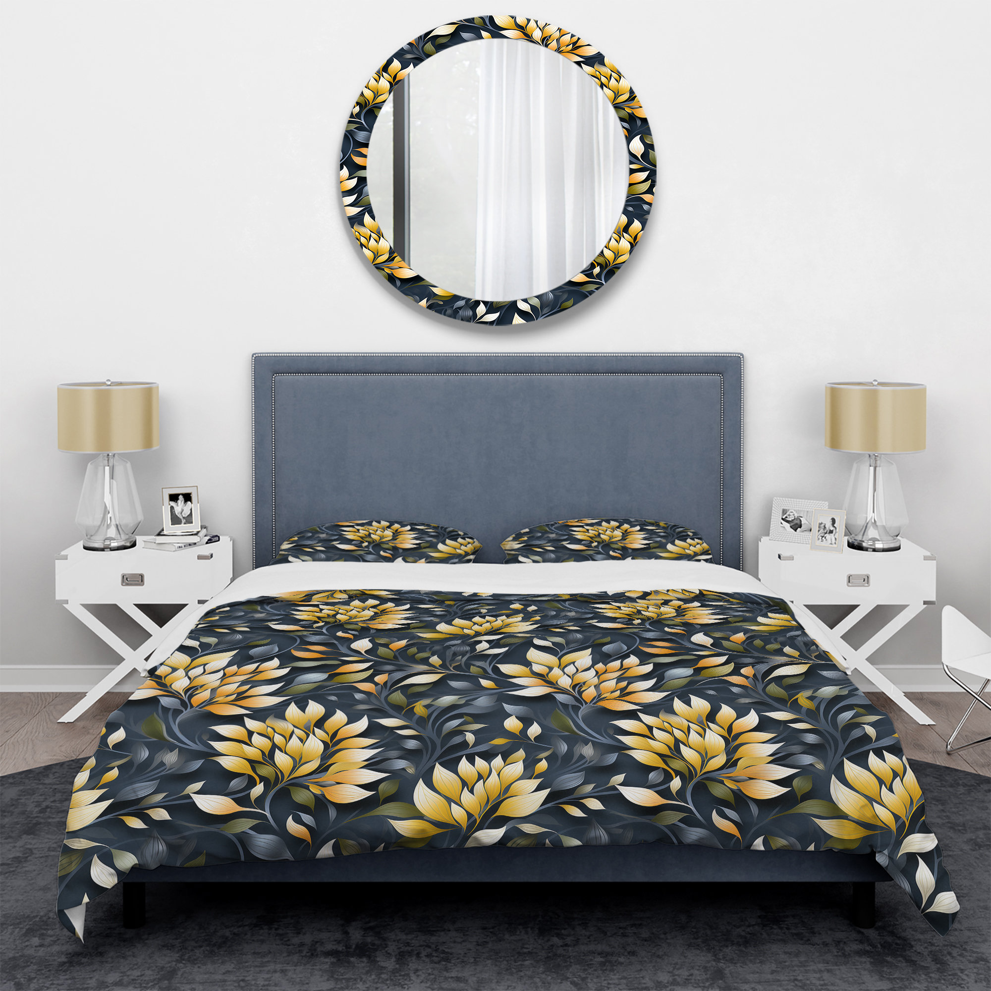 Design Art Yellow And Blue Mindful Fern Presence Zen Duvet Cover Set ...