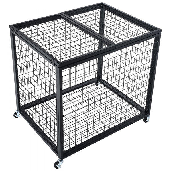 Rebrilliant Rolling Sports Ball Storage Cart, Lockable Basketball Cage ...