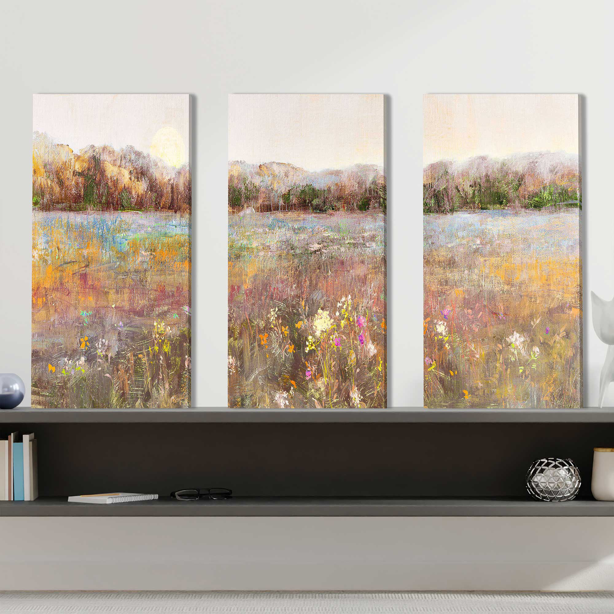 Red Barrel Studio® Meadow Moonrise by Katie Swatland - 3 Piece Wrapped ...