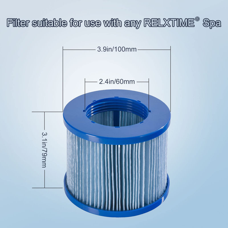 RELXTIME 12 Pack Blue Spa Filter Cartridges, Pool Hot Tub Filters ...