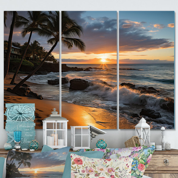 Highland Dunes Aloha Tropical Dreamscape I On Canvas 3 Pieces Print ...