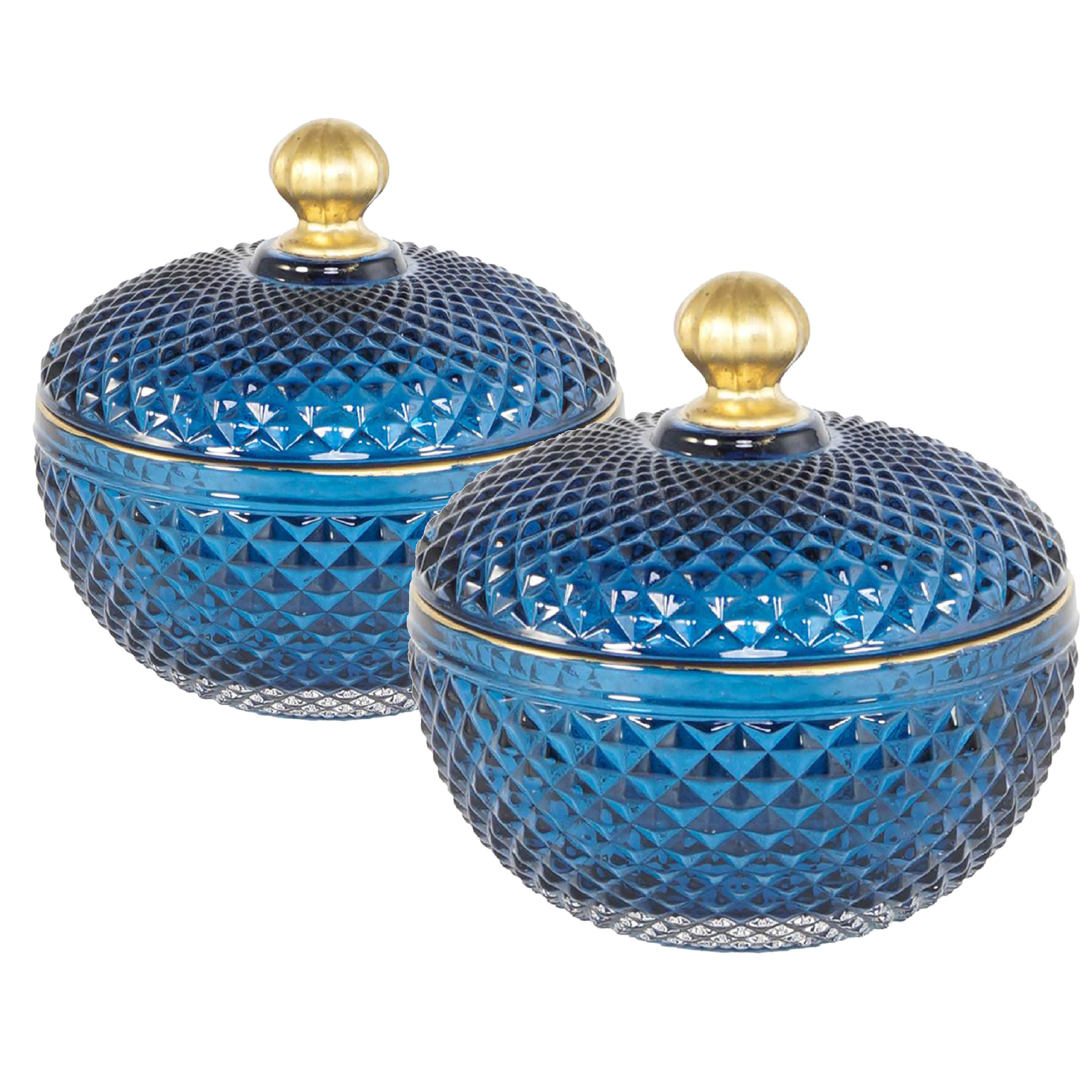 SISTICKER Set of 2 Blue Glass Candy Jars with Lids, Christmas Holiday ...