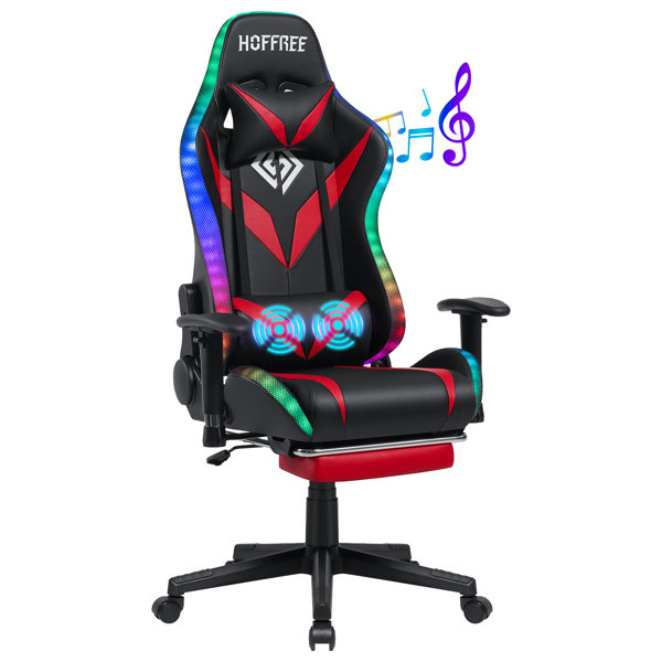 Hoffree Rocking Gaming Chair with Speakers Ergonomic Gamer Chair with ...