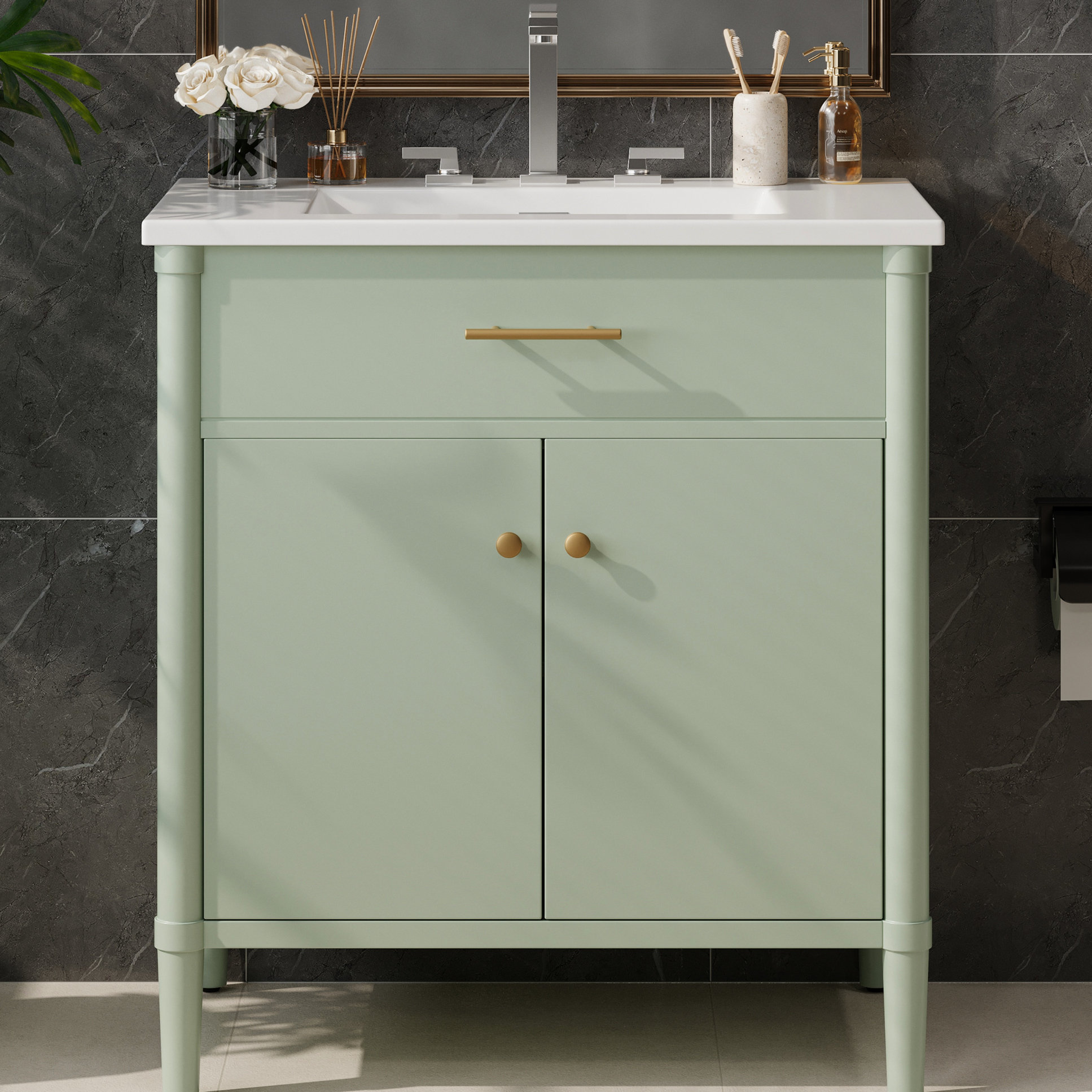 Ebern Designs Wurster 31" Bathroom Vanity With Sink, , Layout For ...