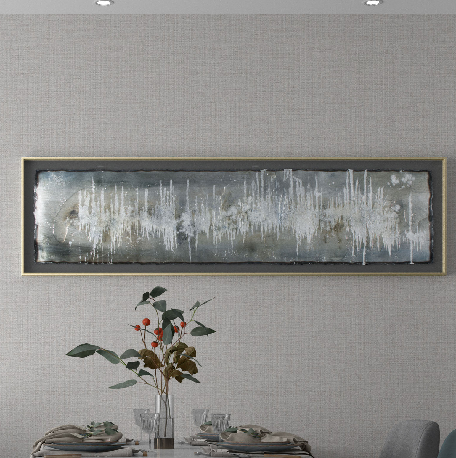 17 Stories 'Blue Ingot' - Floater Frame Painting Print on Metal | Wayfair