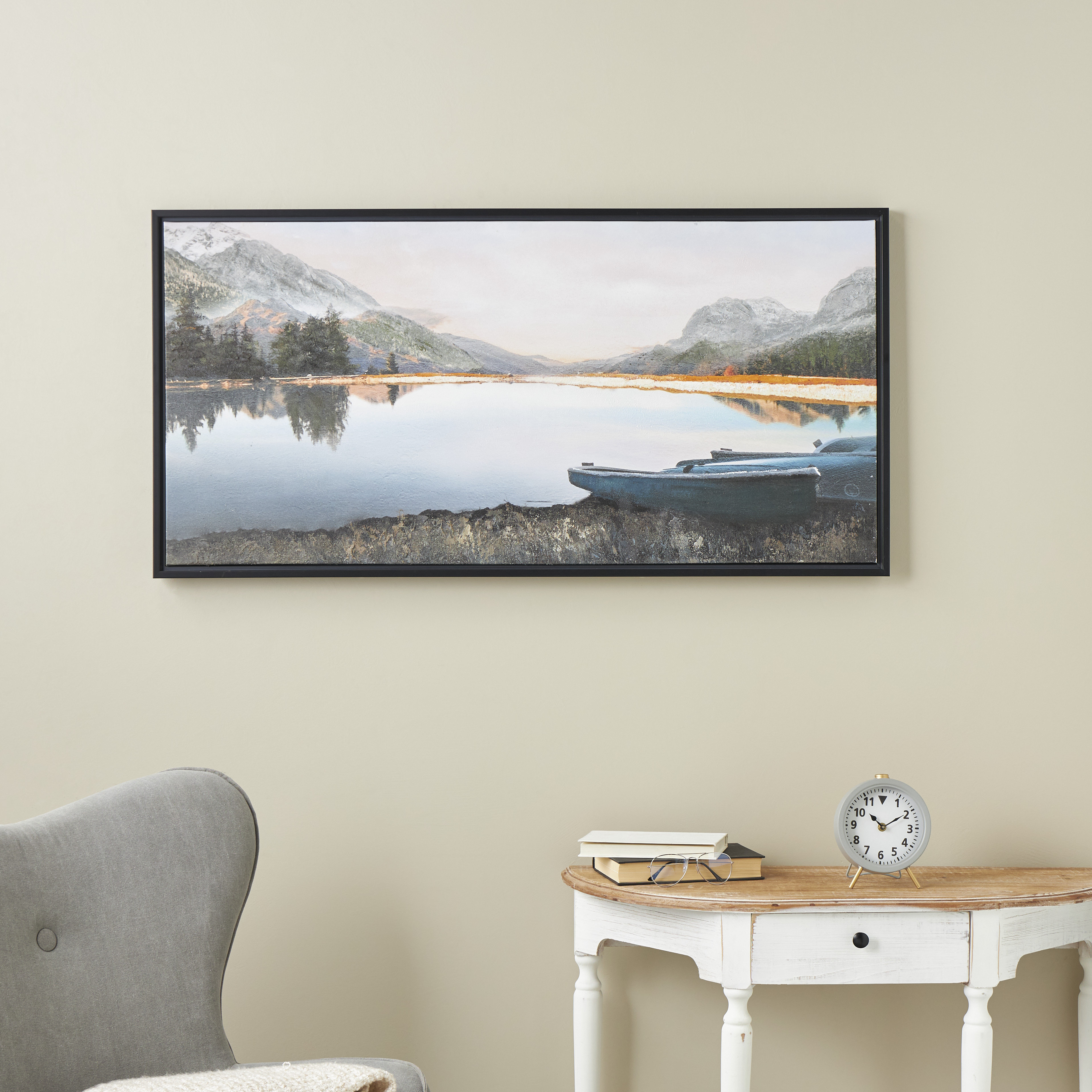 Millwood Pines Lake Sunset Landscape - Floater Frame Print on Canvas ...